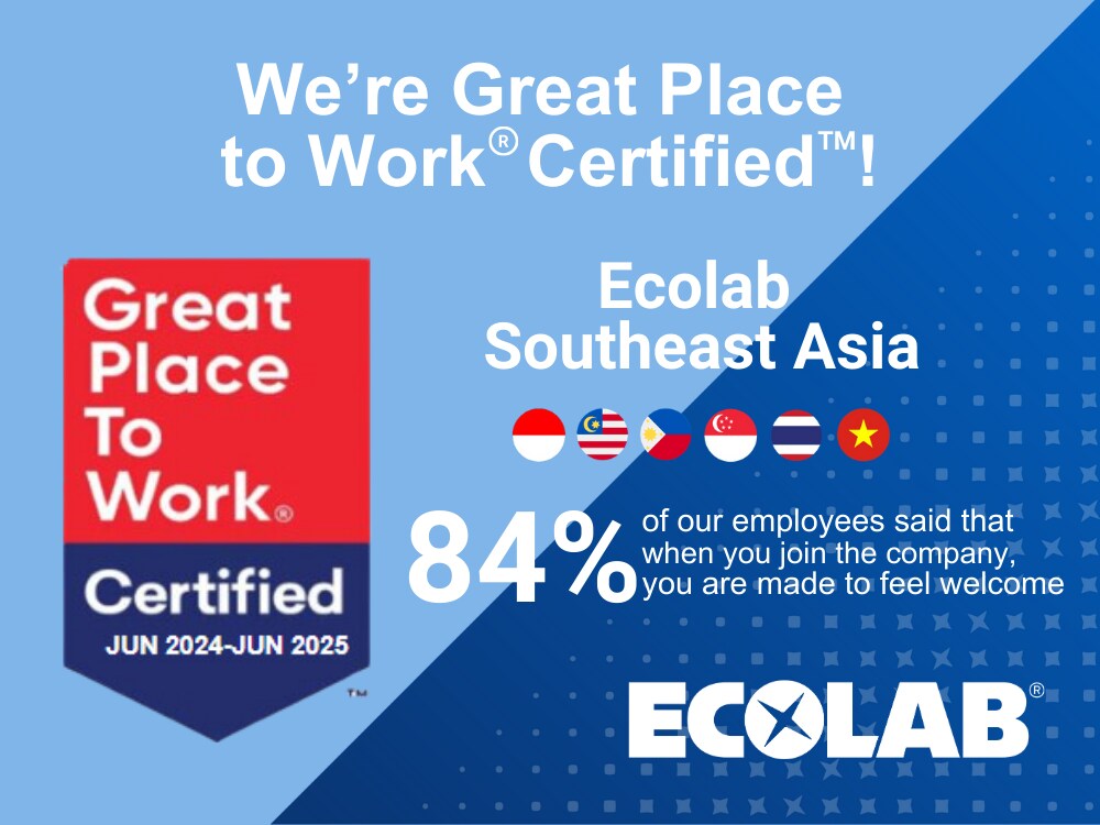 ECOLAB SOUTHEAST ASIA RECEIVES PRESTIGIOUS 2024 GREAT PLACE TO WORK CERTIFICATION | Ecolab